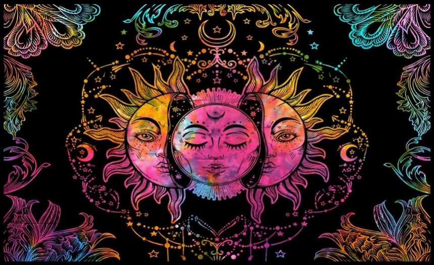 Psychedelic Sun And Moon Wallpaper