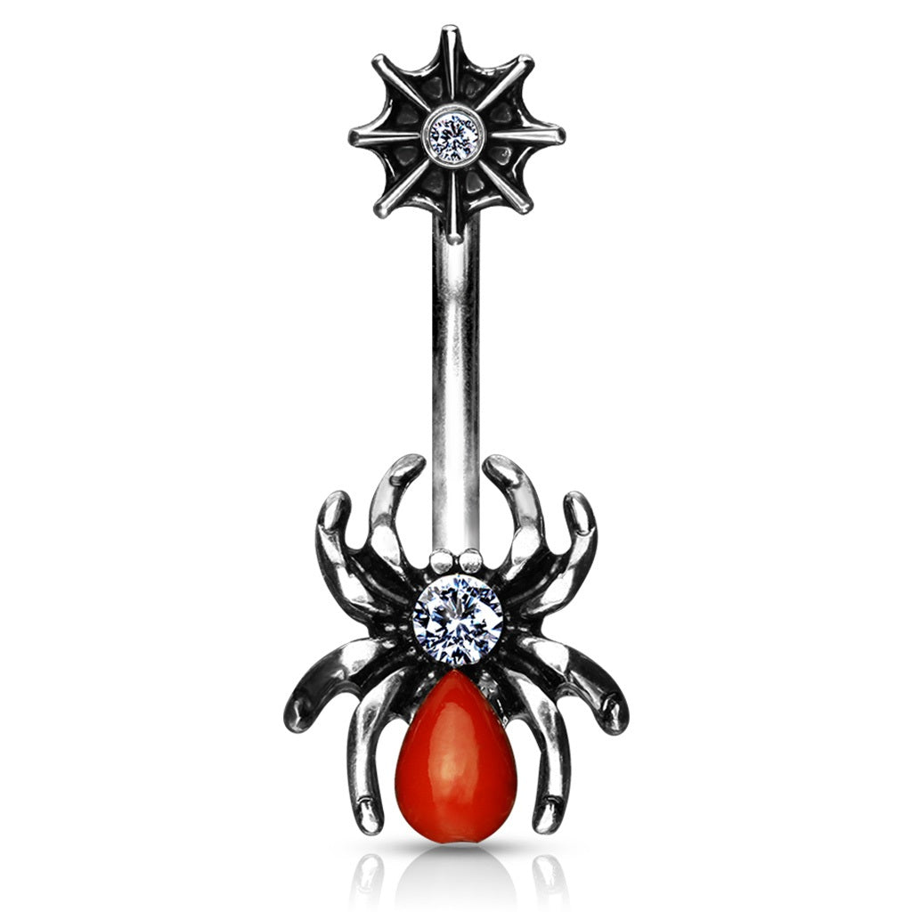 Belly Ring Spider Web
